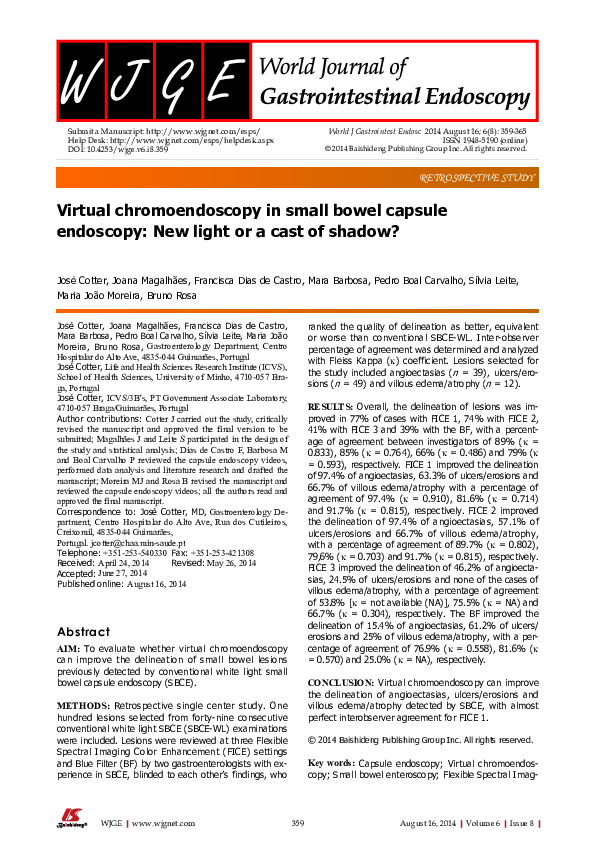 (PDF) Virtual chromoendoscopy in small bowel capsule endoscopy: New ...