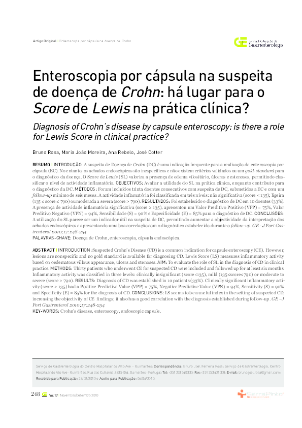 (PDF) Enteroscopia por cápsula na suspeita de doença de Crohn: há lugar ...
