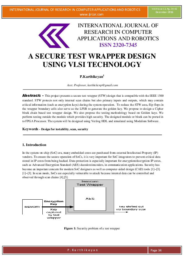 Pdf A Secure Test Wrapper Design Using Vlsi Technology