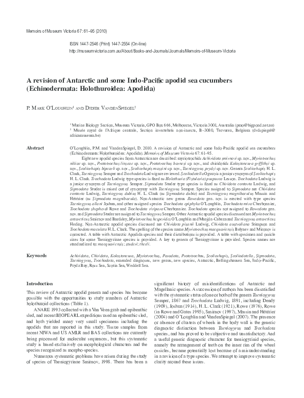 (PDF) A revision of Antarctic and some Indo-Pacific apodid sea ...