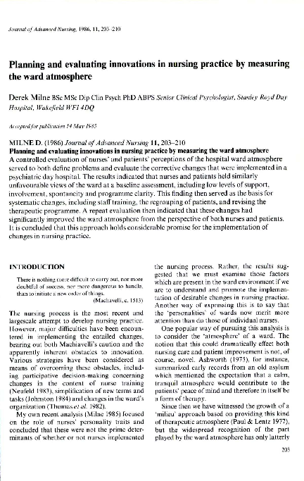 (PDF) Planning and evaluating innovations in nursing practice by ...