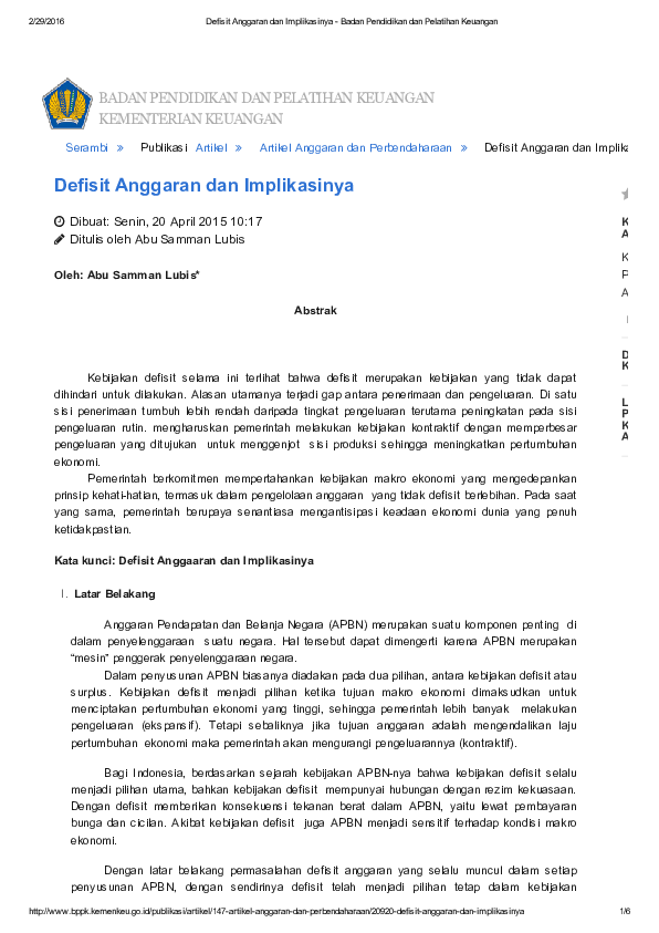 (PDF) Defisit Anggaran Dan Implikasinya Badan Pendidikan Dan Pelatihan ...