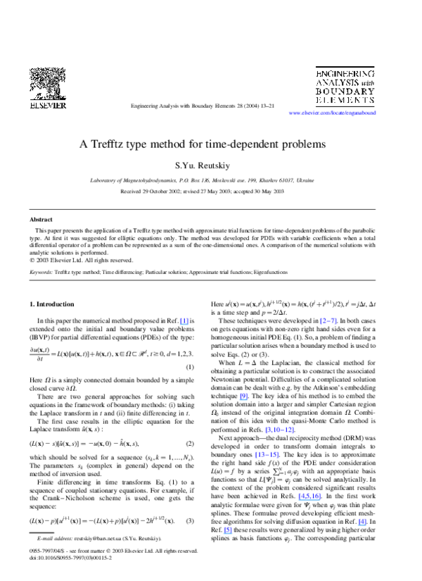 (PDF) A Trefftz type method for time-dependent problems