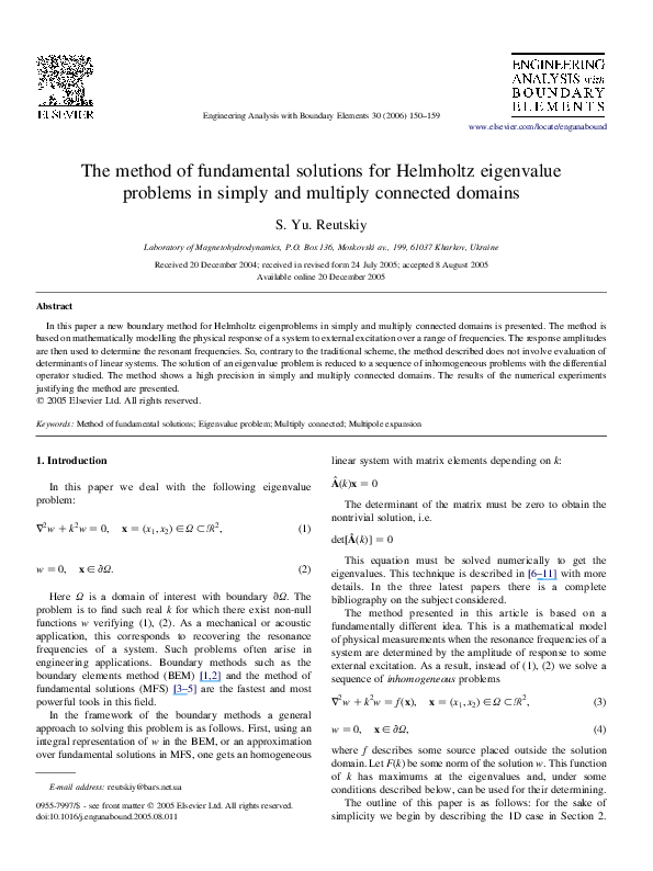 (PDF) The method of fundamental solutions for Helmholtz eigenvalue problems in simply and ...