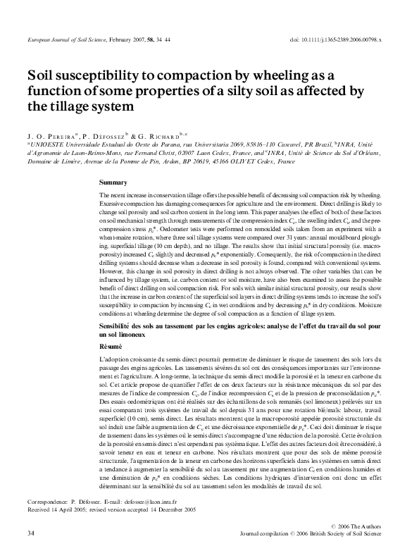 (PDF) Soil susceptibility to compaction by wheeling as a function of ...