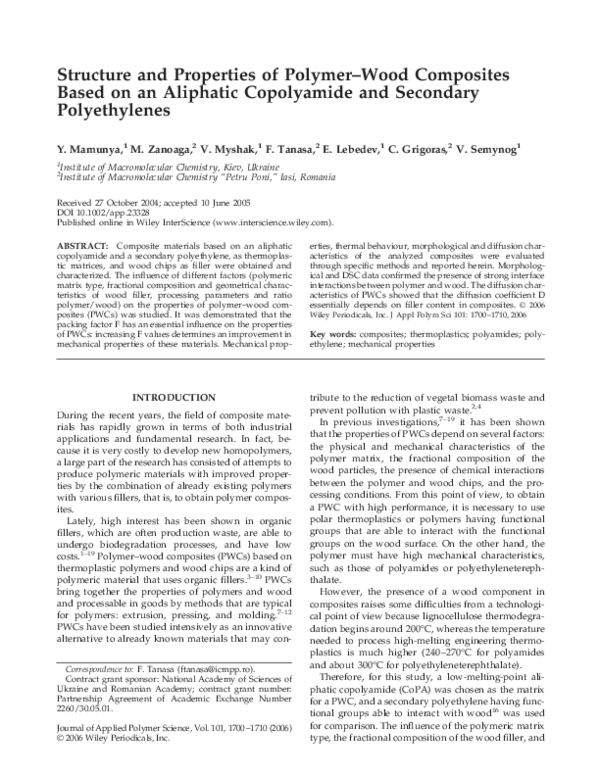 (PDF) Structure and properties of polymer–wood composites based on an ...