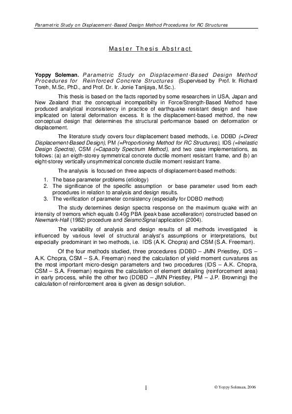 (PDF) Parametric Study on Displacement-Based Design Method Procedures for Reinforced Concrete ...