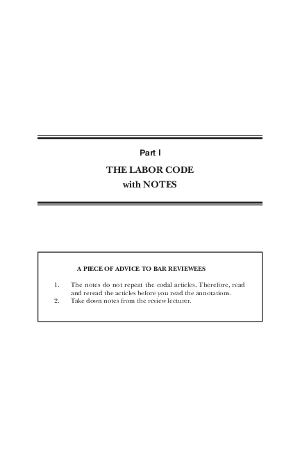 (PDF) THE LABOR CODE with NOTES A PIECE OF ADVICE TO BAR REVIEWEES