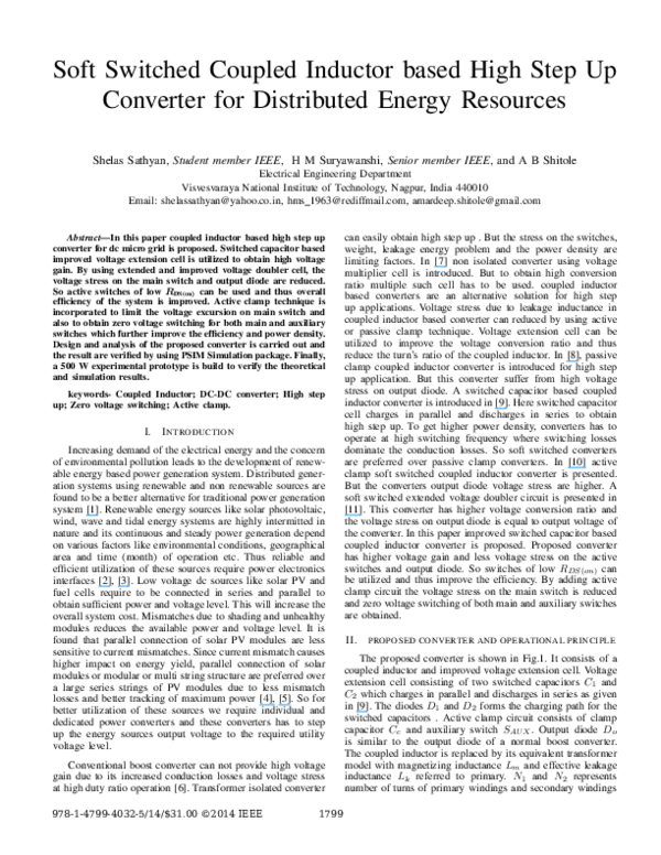 (PDF) Soft switched coupled inductor based high step up converter for distributed energy resources