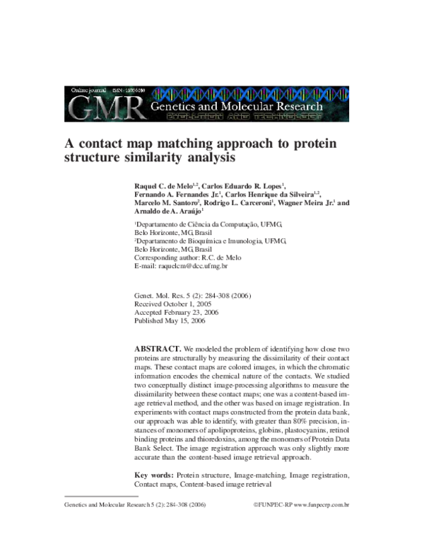(PDF) A contact map matching approach to protein structure similarity ...