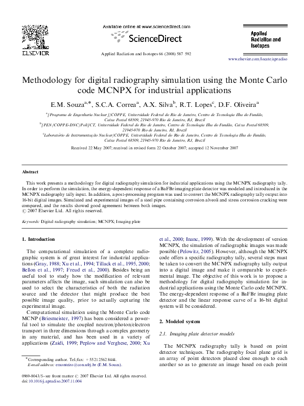 (PDF) Methodology for digital radiography simulation using the Monte Carlo code MCNPX for ...