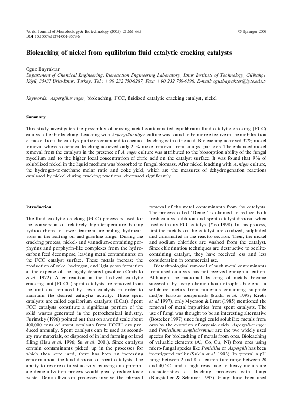 (PDF) Bioleaching of nickel from equilibrium fluid catalytic cracking ...