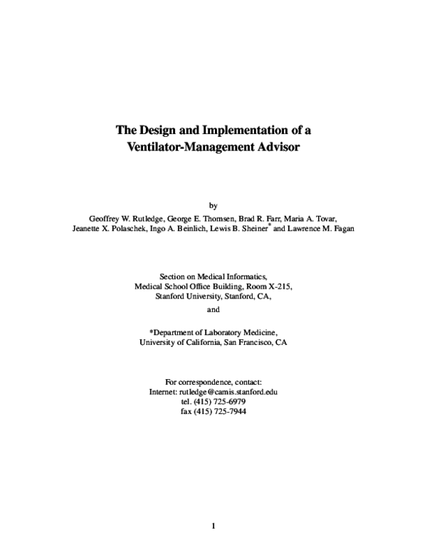 (PDF) The Design and Implementation of a Ventilator-Management Advisor ...