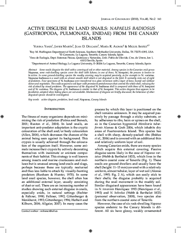 (PDF) Active Disguise in Land Snails: Napaeus Badiosus(Gastropoda ...
