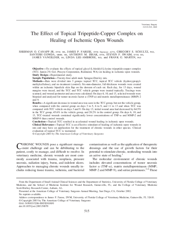 (PDF) The effect of topical tripeptide-copper complex on healing of ...