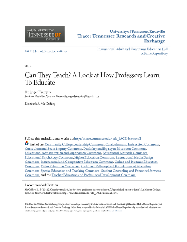 (PDF) Can They Teach? A Look at How Professors Learn To Educate ...