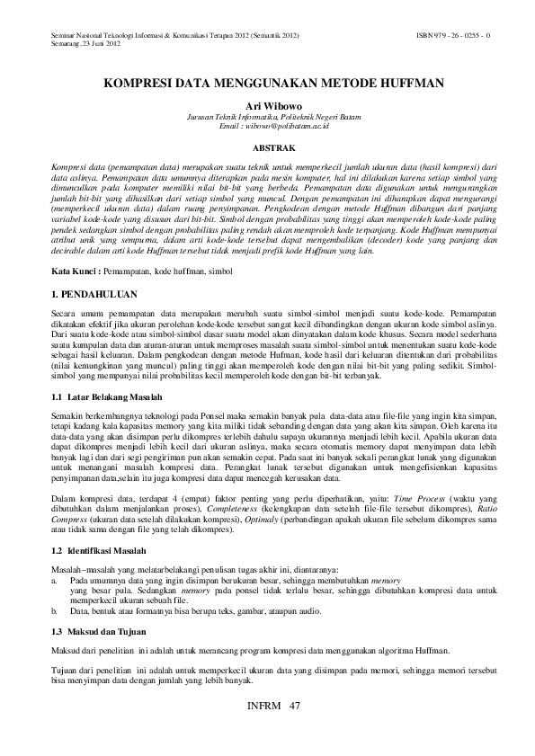 (PDF) Kompresi Data Menggunakan Metode Huffman