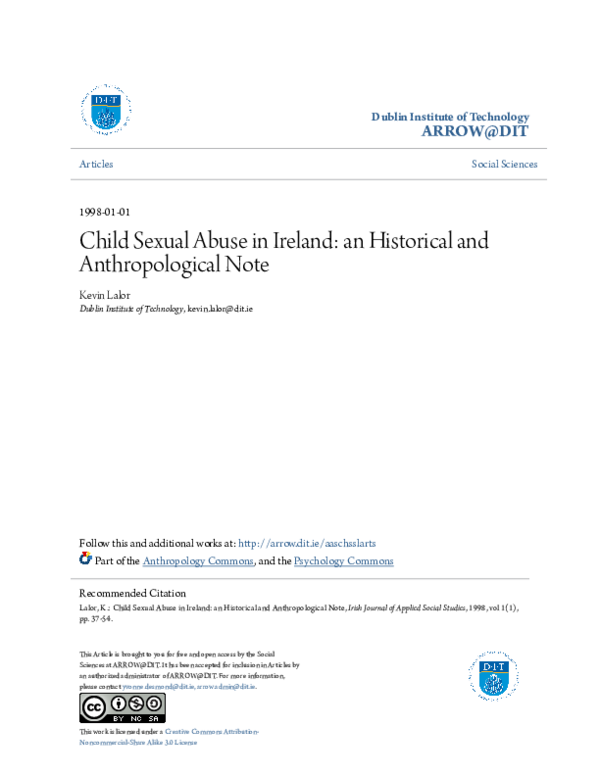 (PDF) Child Sexual Abuse in Ireland: an Historical and Anthropological Note