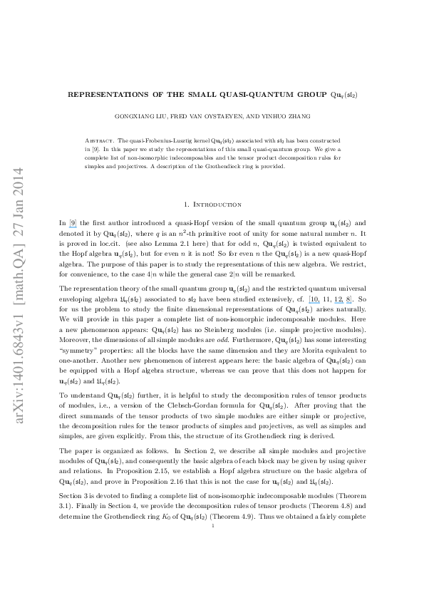 (PDF) On the quantum group ${ rm SL}_q(2)$ | Joseph Bernstein - Academia.edu