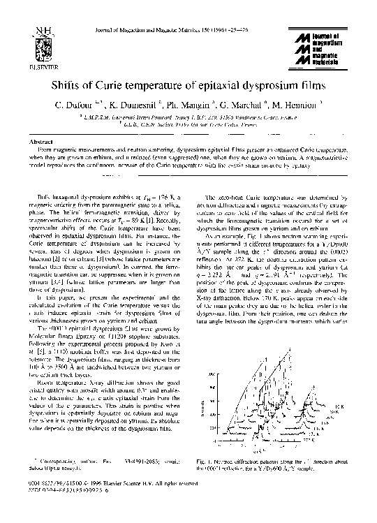 (PDF) Shifts of Curie temperature of epitaxial dysprosium films