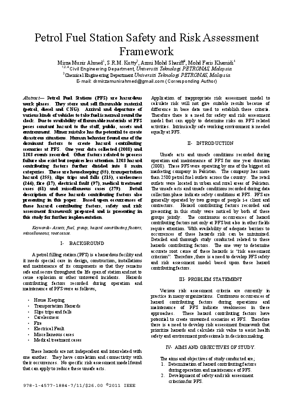 (PDF) Petrol Fuel Station safety and risk assessment framework