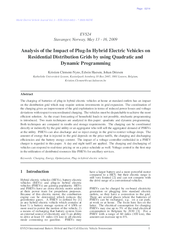 (PDF) Analysis of the impact of plug-in hybrid electric vehicles on the ...
