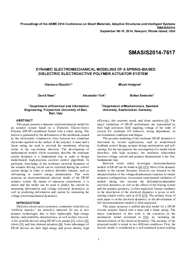 (PDF) Dynamic Electromechanical Modeling of a Spring-Biased Dielectric Electroactive Polymer ...