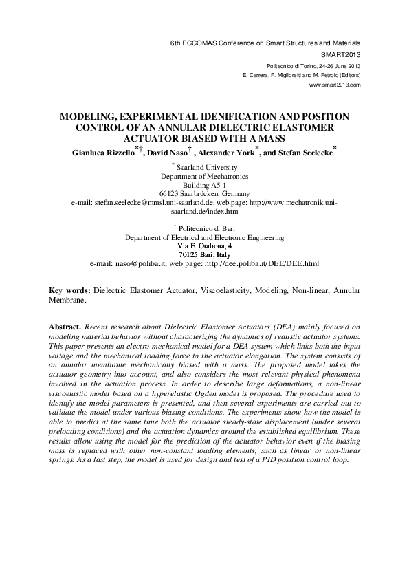 Pdf Modeling Experimental Identification And Position Control Of An