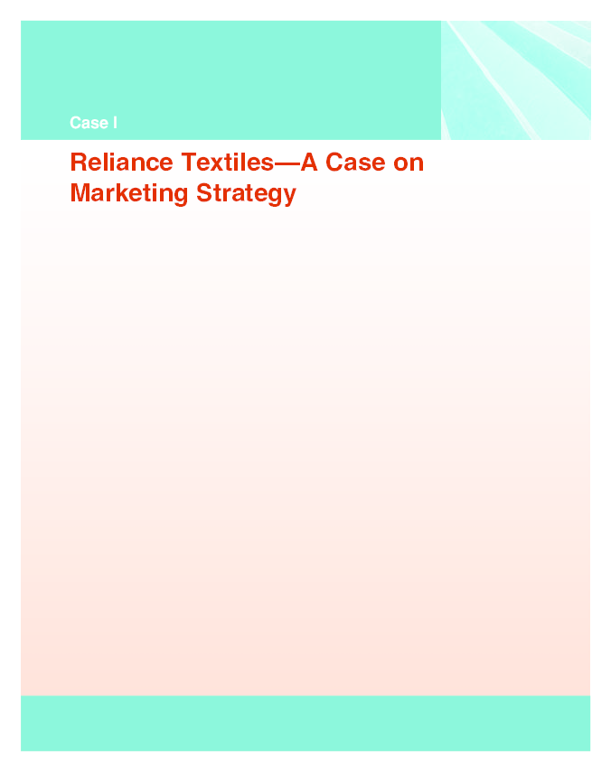 (PDF) Marketing Strategy: The Case of Reliance Textiles 235 Ca se ...