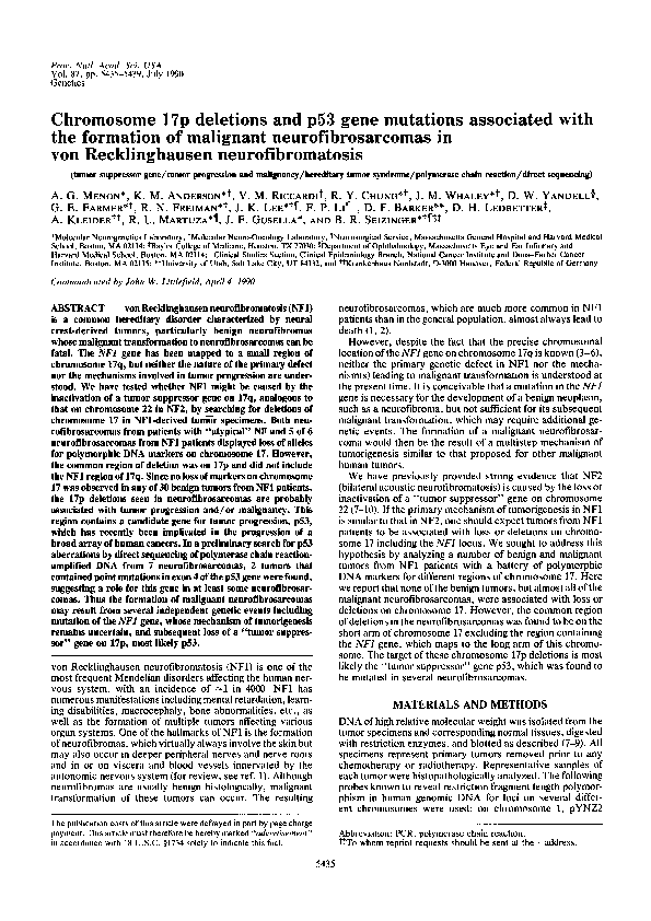 (PDF) Chromosome 17p deletions and p53 gene mutations associated with ...