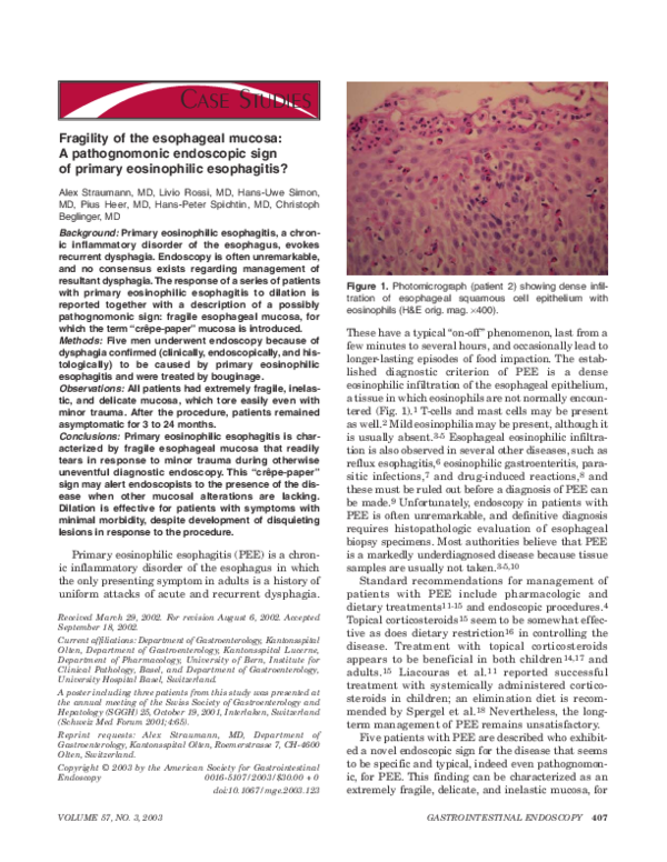 (PDF) Fragility of the esophageal mucosa: A pathognomonic endoscopic ...