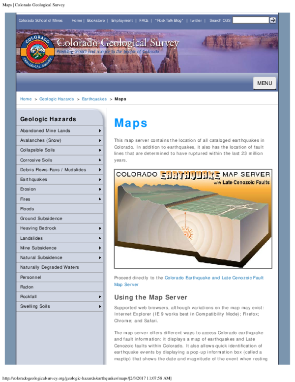 (PDF) The Colorado Earthquake Map Server