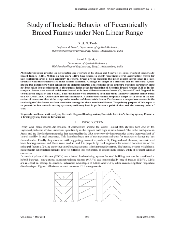 (PDF) Study of Inelastic Behavior of Eccentrically Braced Frames under Non Linear Range