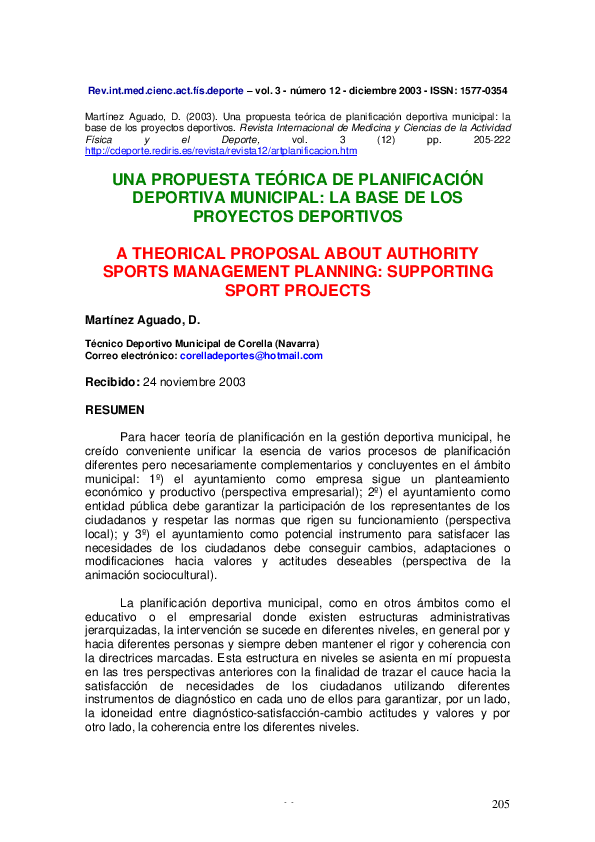 (PDF) Una propuesta teórica de planificación deportiva municipal: la ...