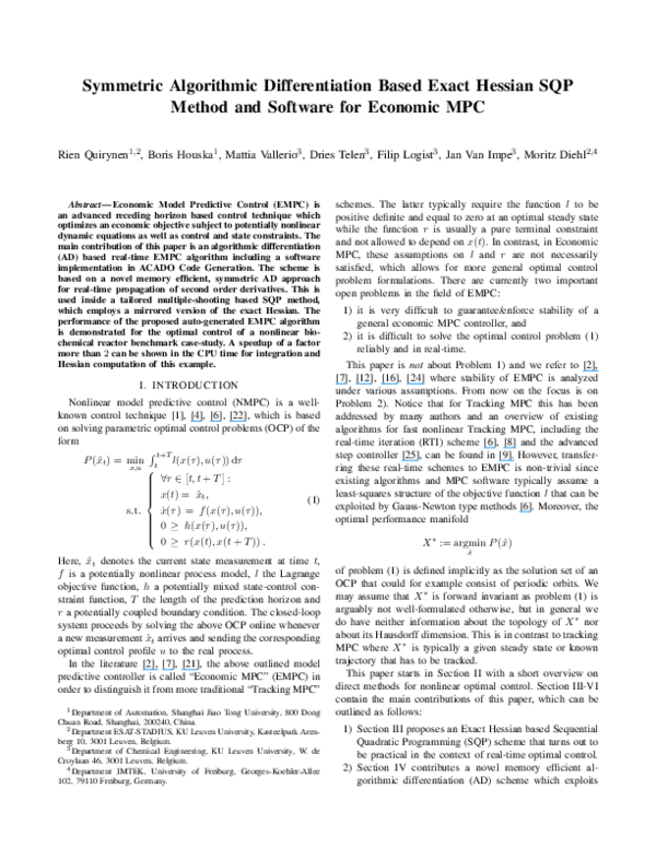 Pdf Symmetric Algorithmic Differentiation Based Exact Hessian Sqp Method And Software For