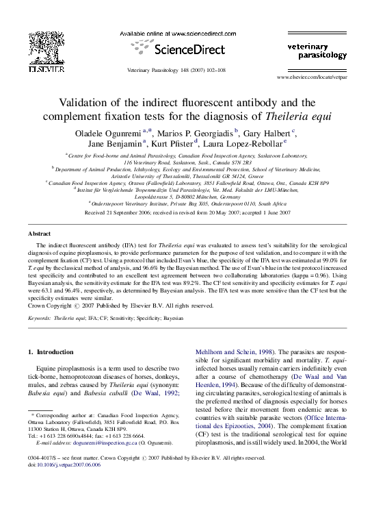 (PDF) Validation of the indirect fluorescent antibody and the ...