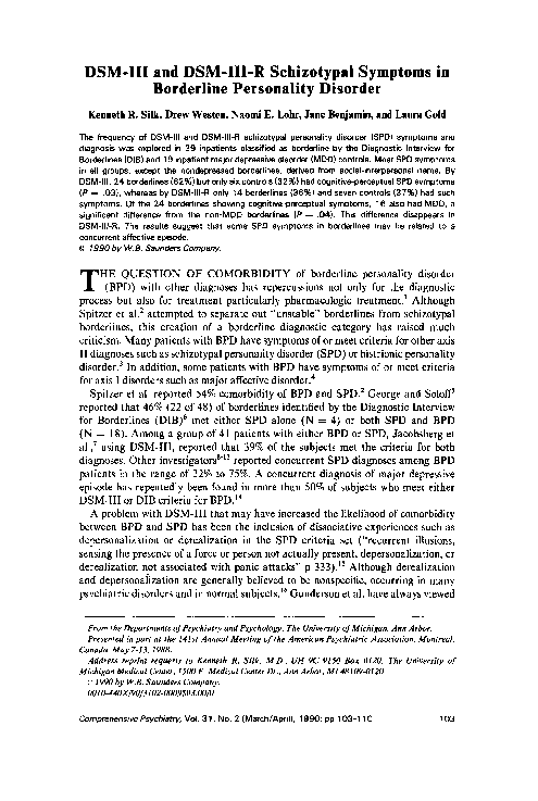 (PDF) DSM-III and DSM-III-R schizotypal symptoms in borderline ...