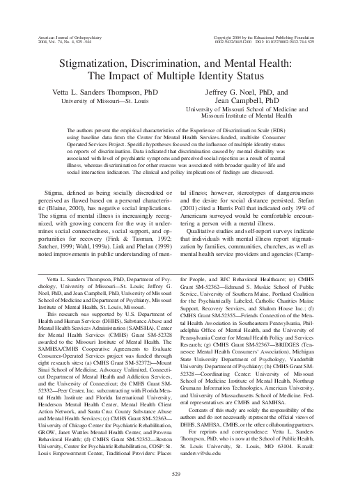 (PDF) Stigmatization, discrimination, and mental health: The impact of ...