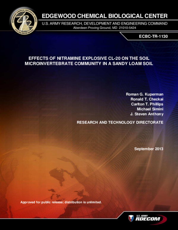 (PDF) Effects of Nitramine Explosive CL-20 on the Soil ...