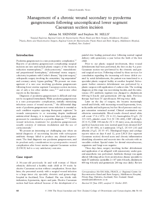 (PDF) Management of a chronic wound secondary to pyoderma gangrenosum ...