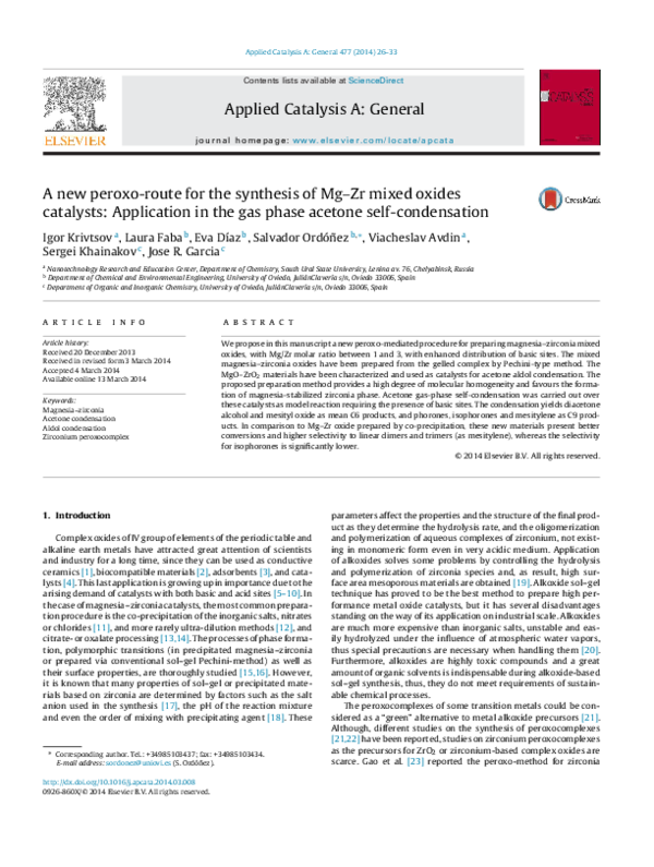 (PDF) A new peroxo-route for the synthesis of Mg–Zr mixed oxides ...
