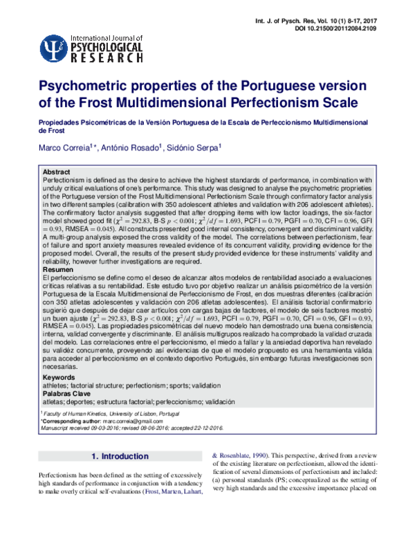 (PDF) Psychometric properties of the Portuguese version of the Frost Multidimensional ...