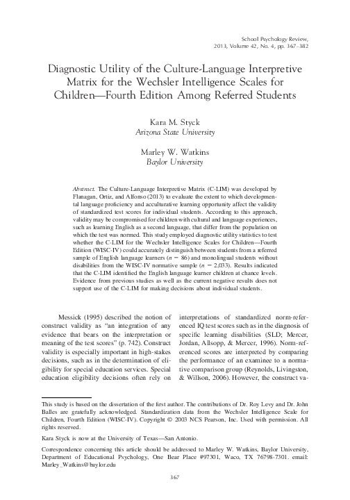 (PDF) Diagnostic utility of the Culture-Language Interpretive Matrix ...