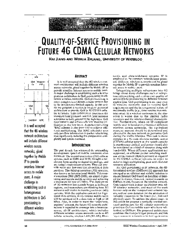 (PDF) Quality-of-service provisioning in future 4G CDMA cellular networks | Weihua Zhuang ...