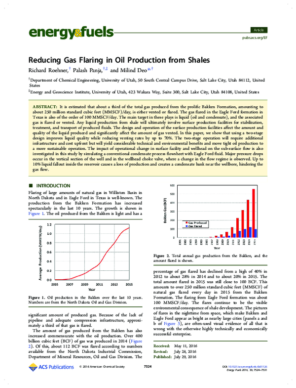(PDF) Reducing Gas Flaring in Oil Production from Shales