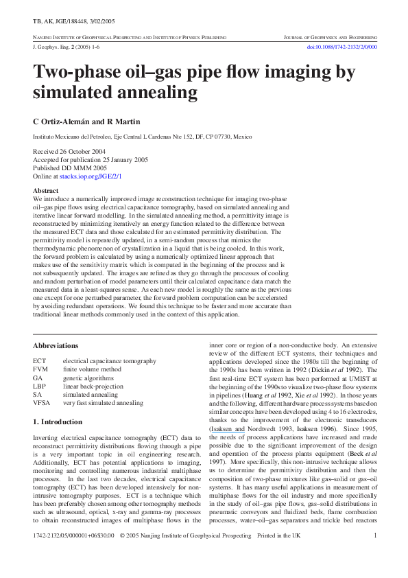 (PDF) Two-phase oil–gas pipe flow imaging by simulated annealing