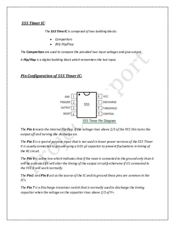 (PDF) Pin Configuration of 555 Timer IC