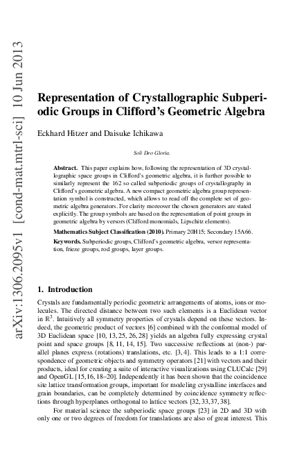 (PDF) Subperiodic Groups in Clifford Algebra