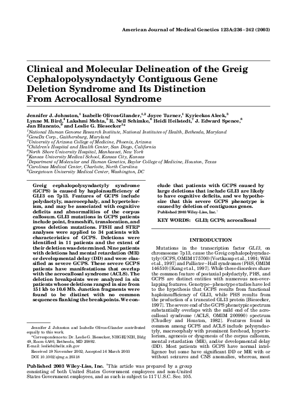 (PDF) Clinical and molecular delineation of the Greig ...