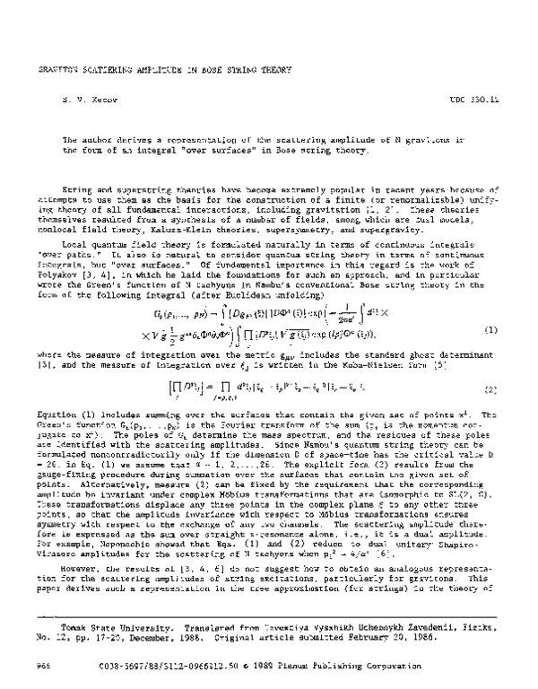 (PDF) Graviton scattering amplitude in Bose string theory
